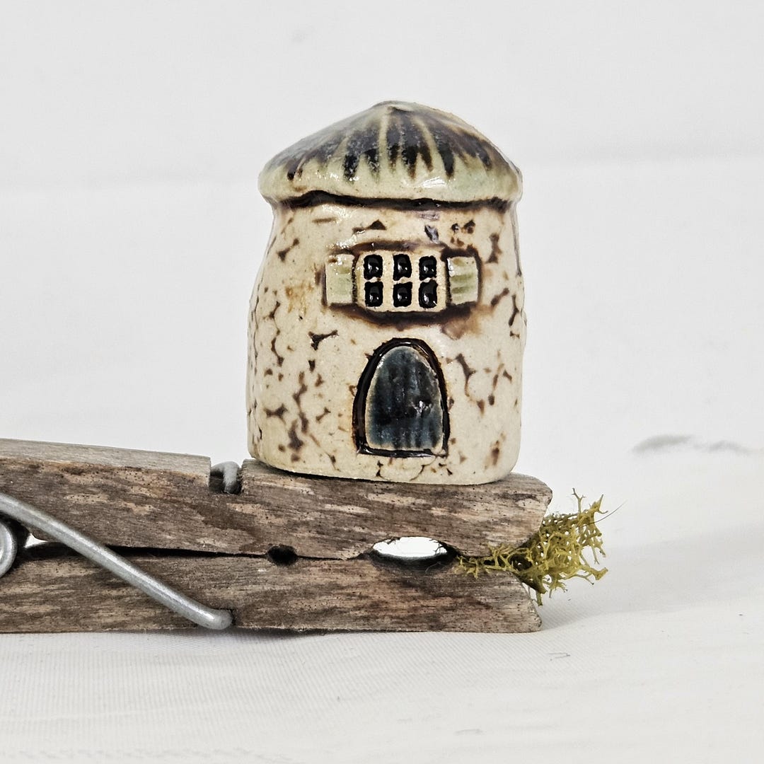 Tiny Thatch Ceramic House: Miniature Fairy Garden Decor - Etsy