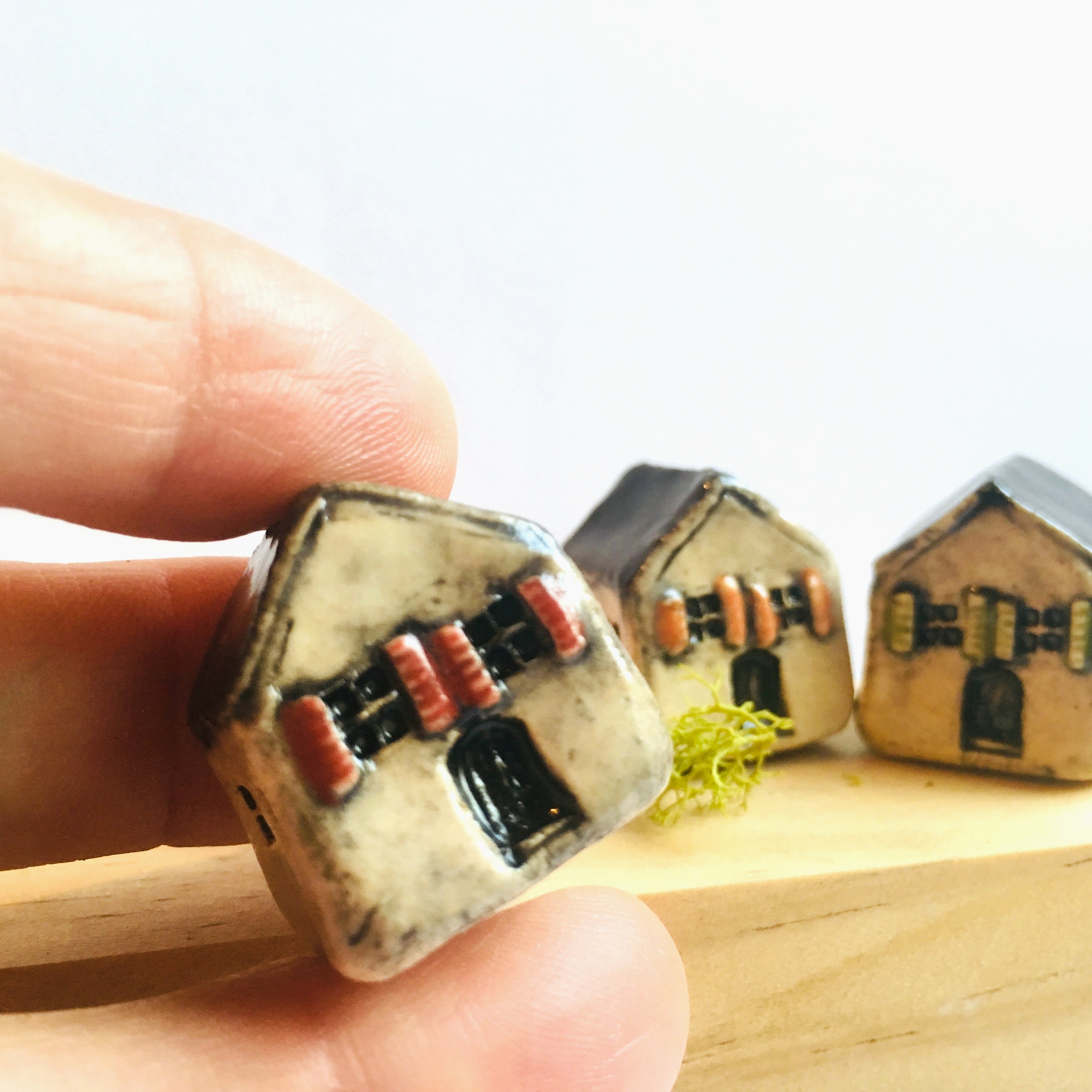 Miniature House 5 Tiny House Black White Painted Shutters | Etsy