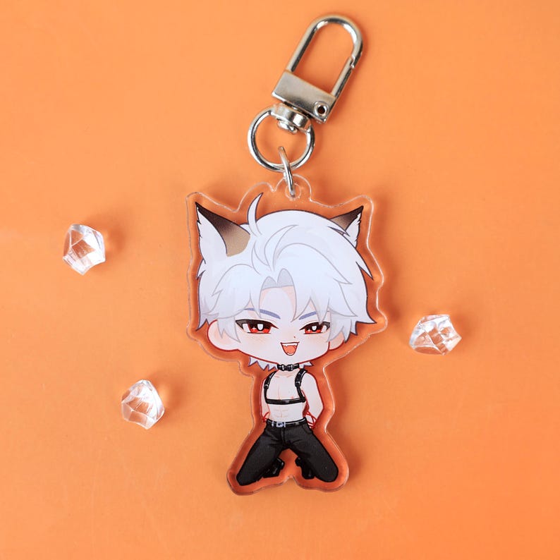 Love and Deepspace Sylus Acrylic Keychain! Chibi Wolf Ear Anime Charm ...