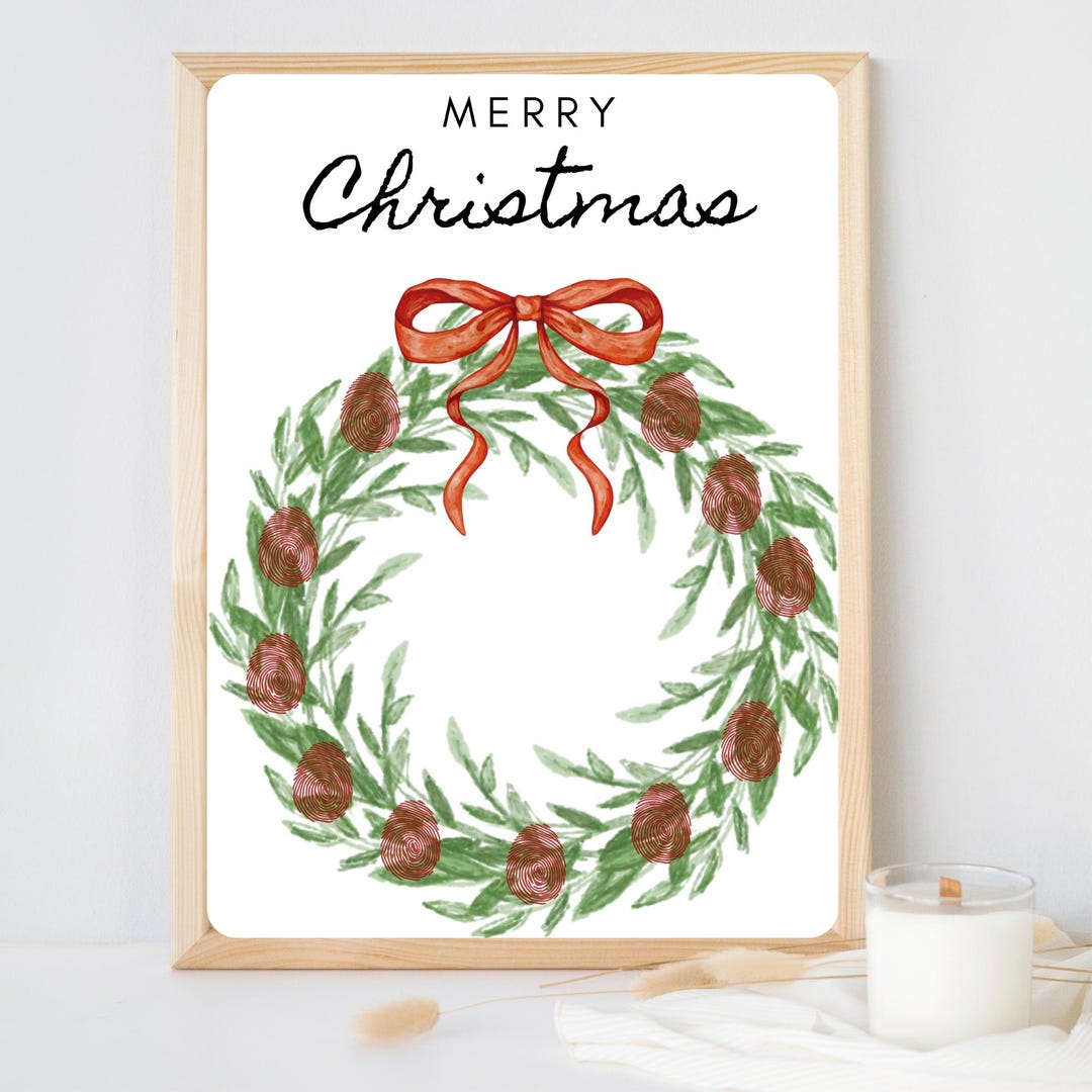 Christmas Fingerprint Wreath Printable • Kids Holiday Keepsake (digital ...