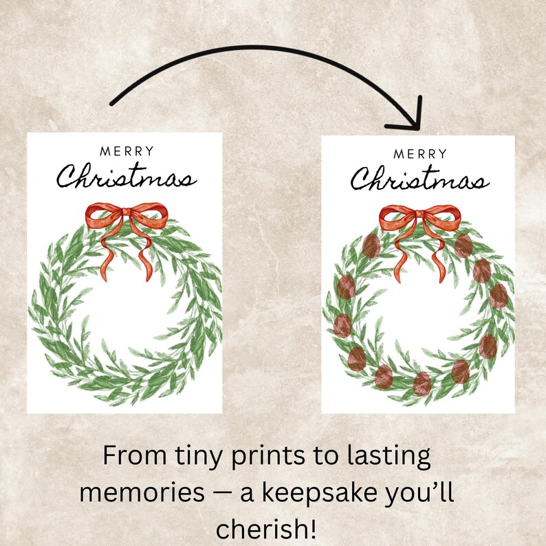 Christmas Fingerprint Wreath Printable • Kids Holiday Keepsake (digital ...