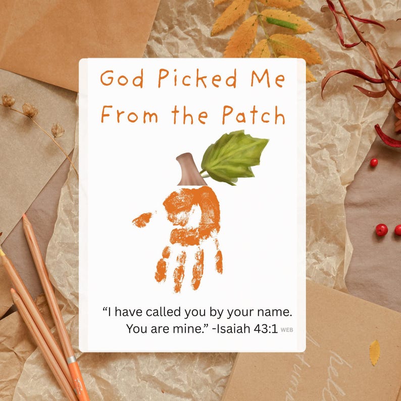 Christian Pumpkin Handprint Craft: Fall Bible Verse Art (digital ...