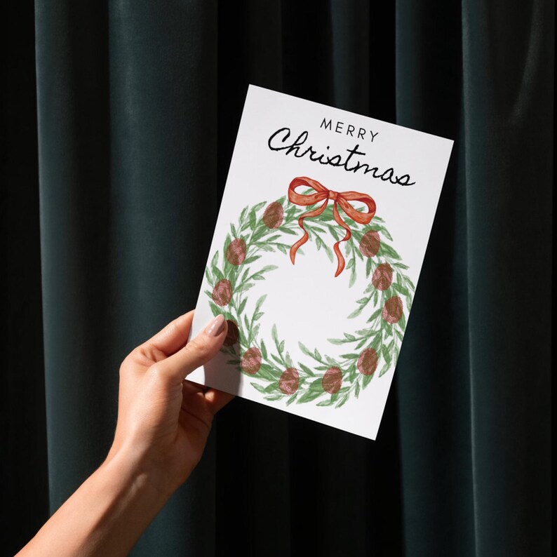 Christmas Fingerprint Wreath Printable • Kids Holiday Keepsake (digital ...