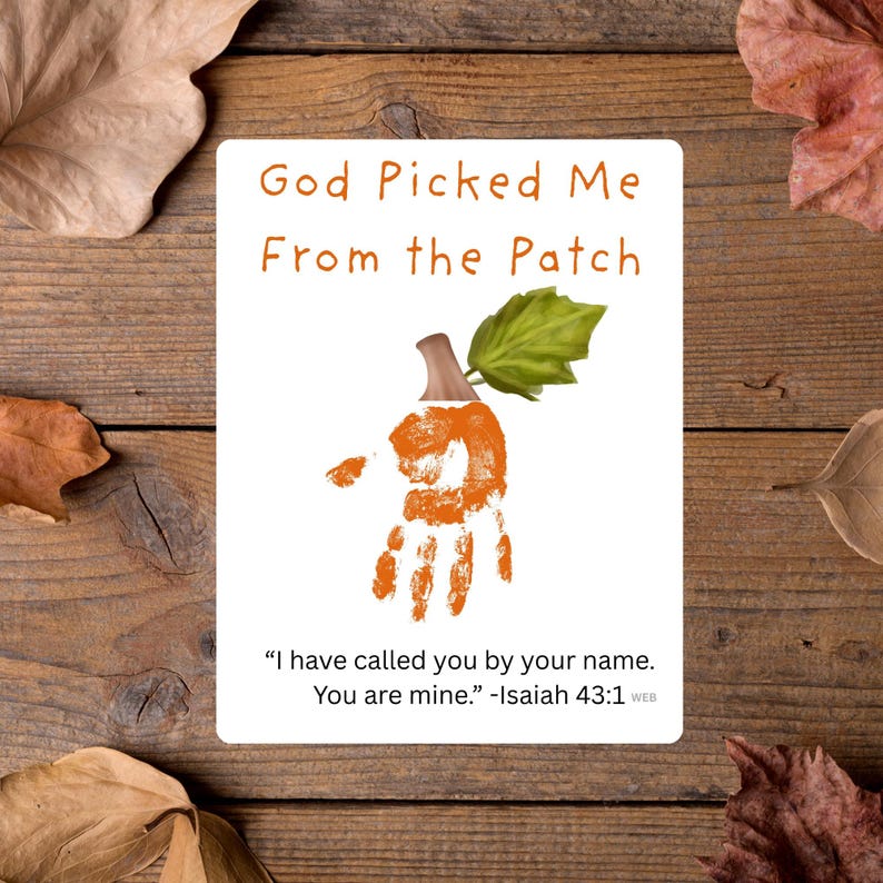 Christian Pumpkin Handprint Craft: Fall Bible Verse Art (digital ...