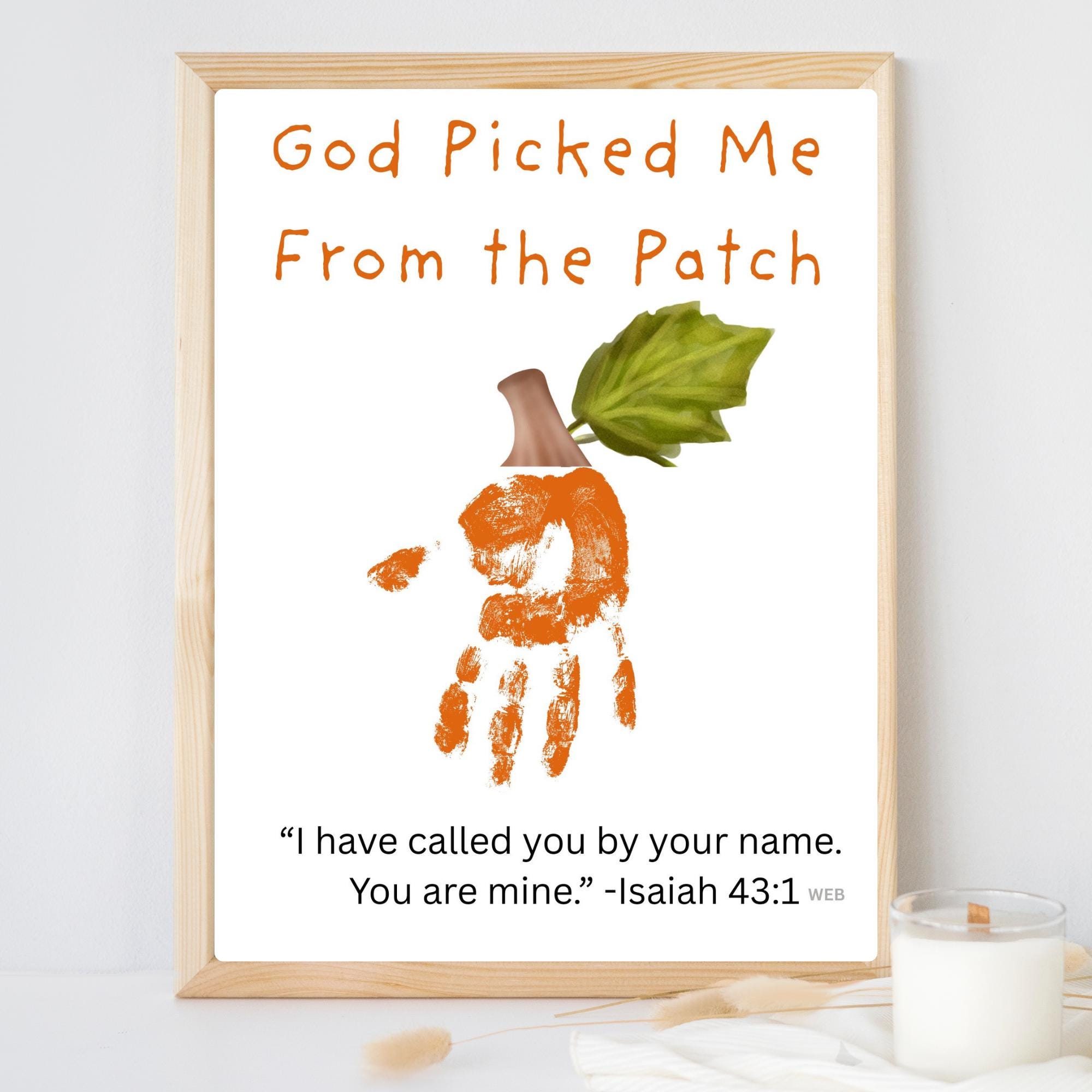 Christian Pumpkin Handprint Craft: Fall Bible Verse Art (digital ...