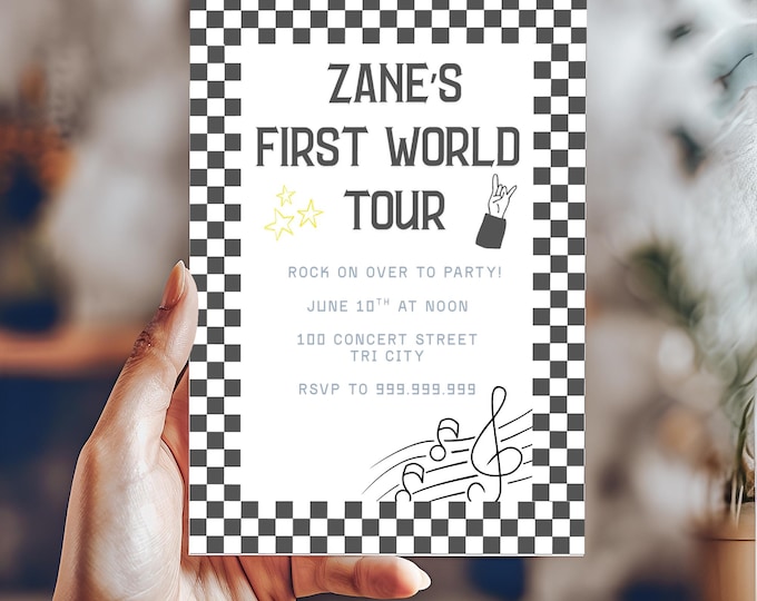 Editable First World Tour Birthday Animated Invitation With Photo 1st ...