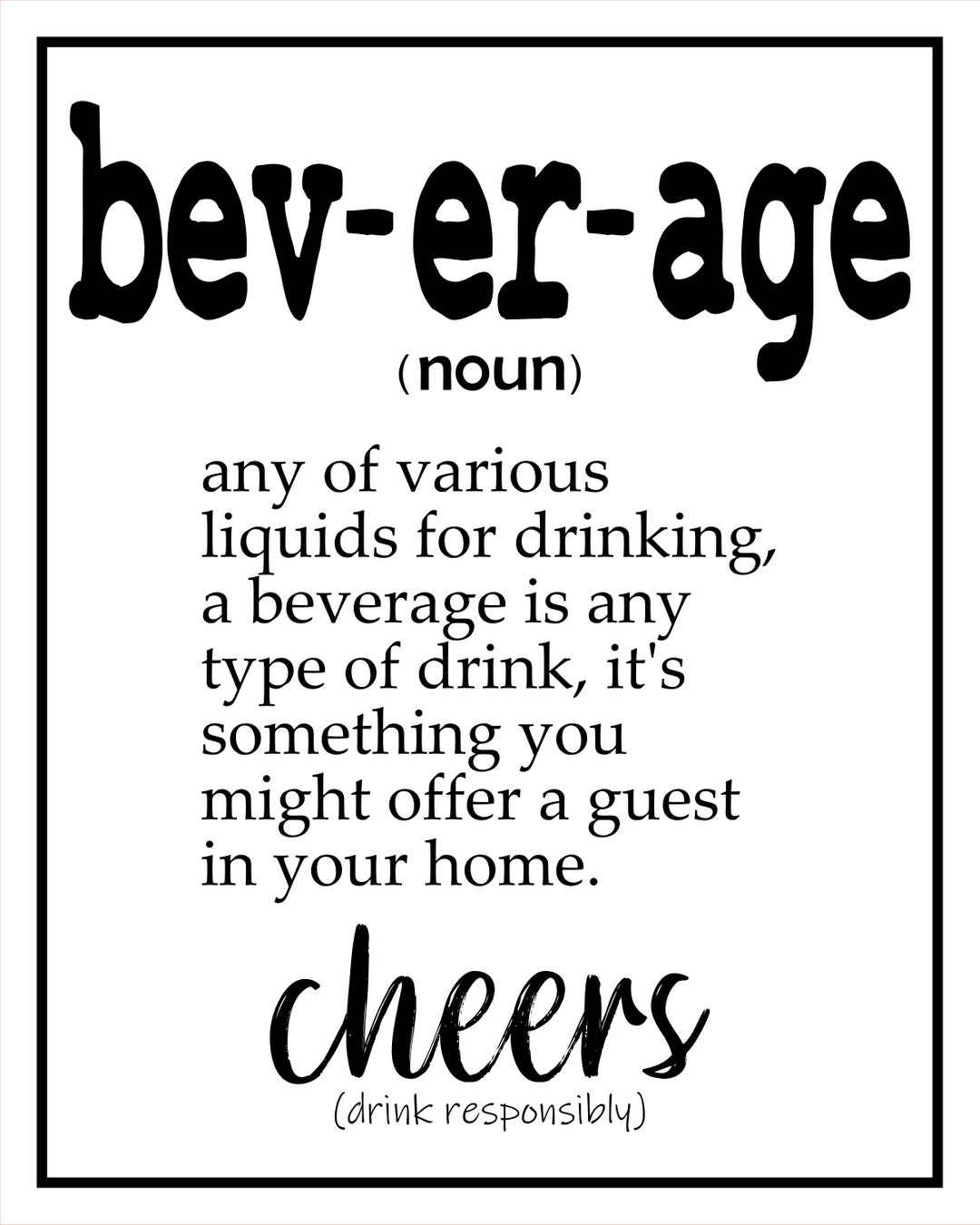 Bar/beverage Sign/digital Sign for Baby Shower, Bridal Shower, Brunch ...