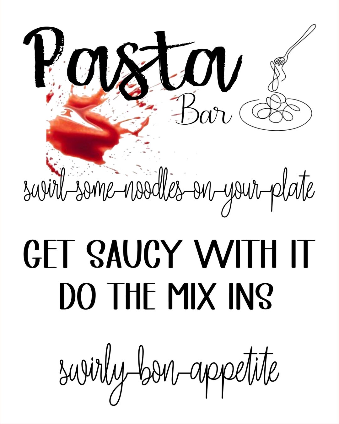 PASTA BAR Sign | Digital - Etsy