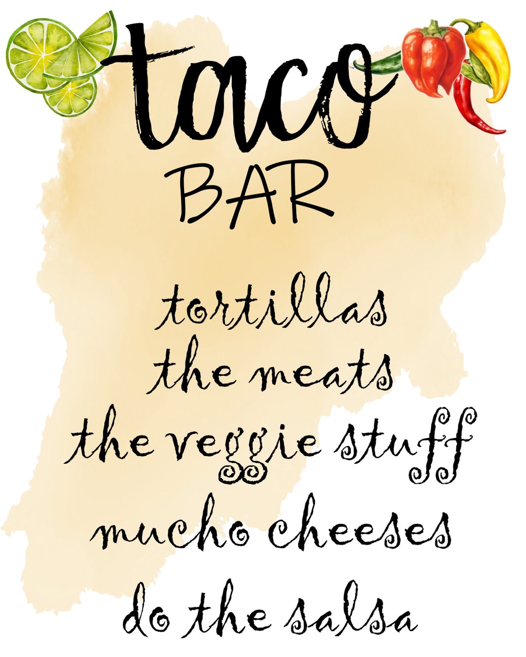 Taco Bar Sign/digital Sign for Baby Shower, Bridal Shower, Brunch or ...