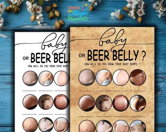 Funny Baby Shower Game: Baby Bump or Beer - Printable (PDF & JPG ...