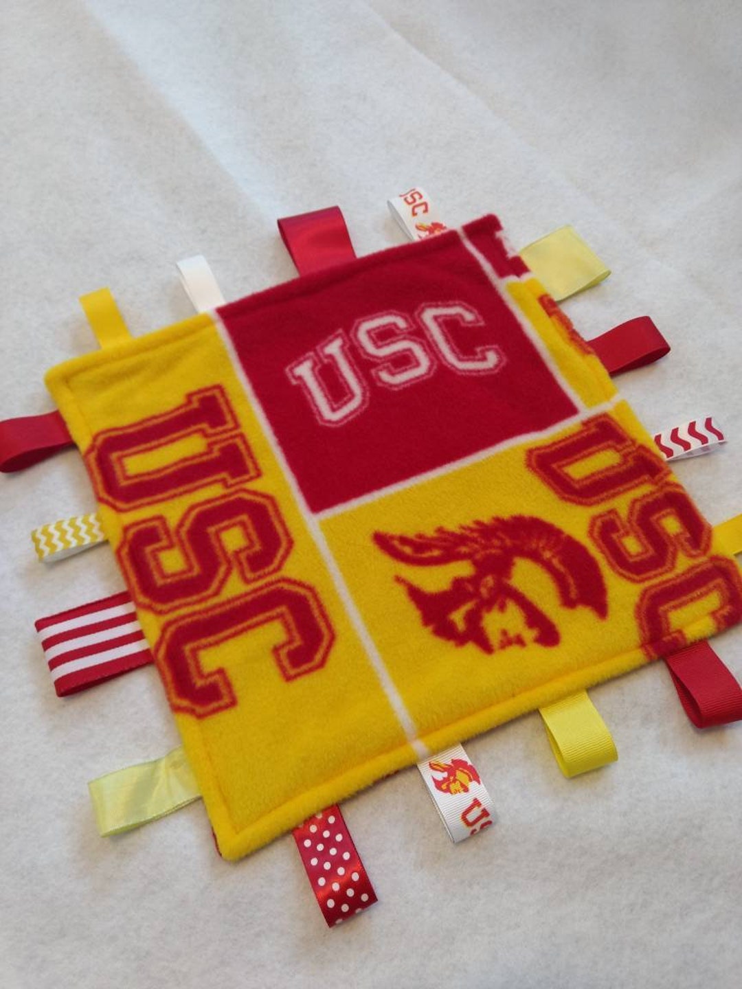 Usc Spartans Ribbon Blanket Sensory Tag Blanket Lovey Chewy Security ...