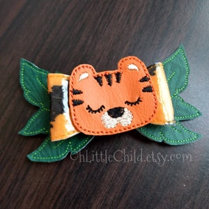 Tiger Jungle Zoo Wild Animal Hair Clip Clippie 3d Embroidered Hair Bow ...