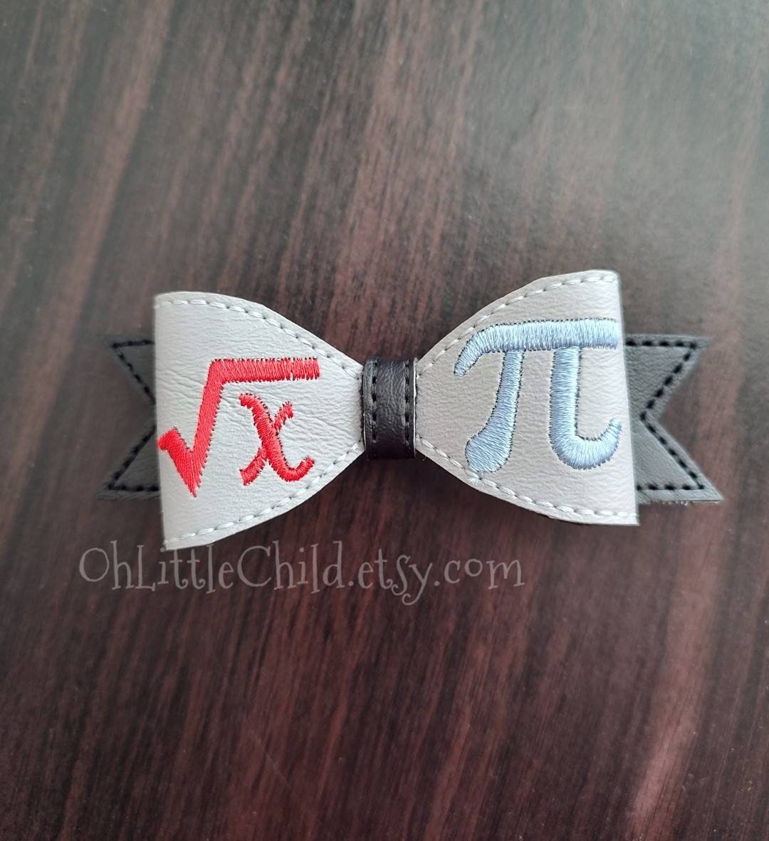 Math Hair Bow Pi Square Root Hair Clip Embroidered Back to School ...