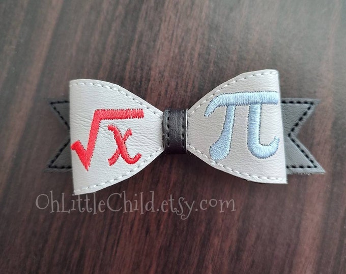 Math Hair Bow Pi Square Root Hair Clip Embroidered Back to School ...