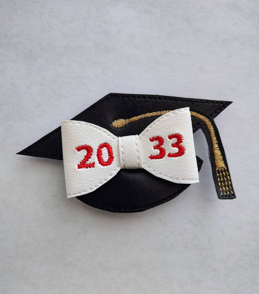 Graduation Cap Hair Bow Embroidered Clip Barrette Ith Girl Diploma ...