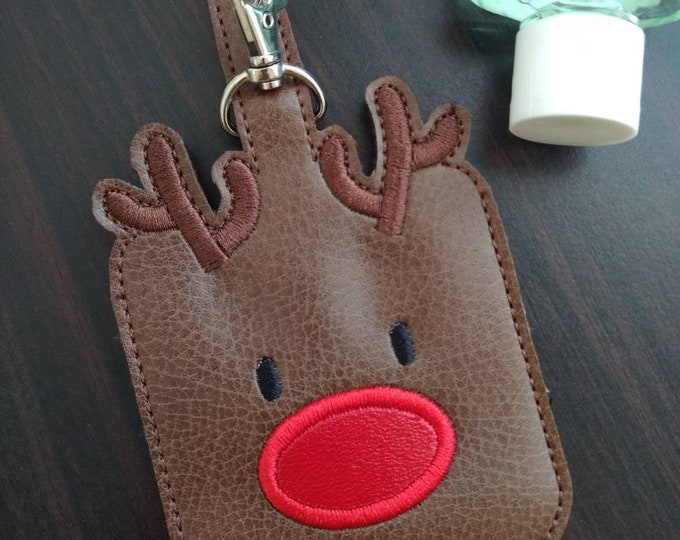 Winter Christmas Rudolph Red Nosed Reindeer Deer Sanitizer Holder Case ...