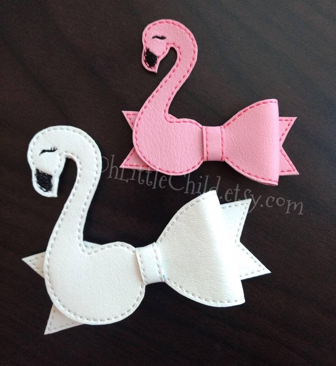 White Swan Lake Pink Flamingo Hair Bow Bird Zoo Animal Hair Clip ...