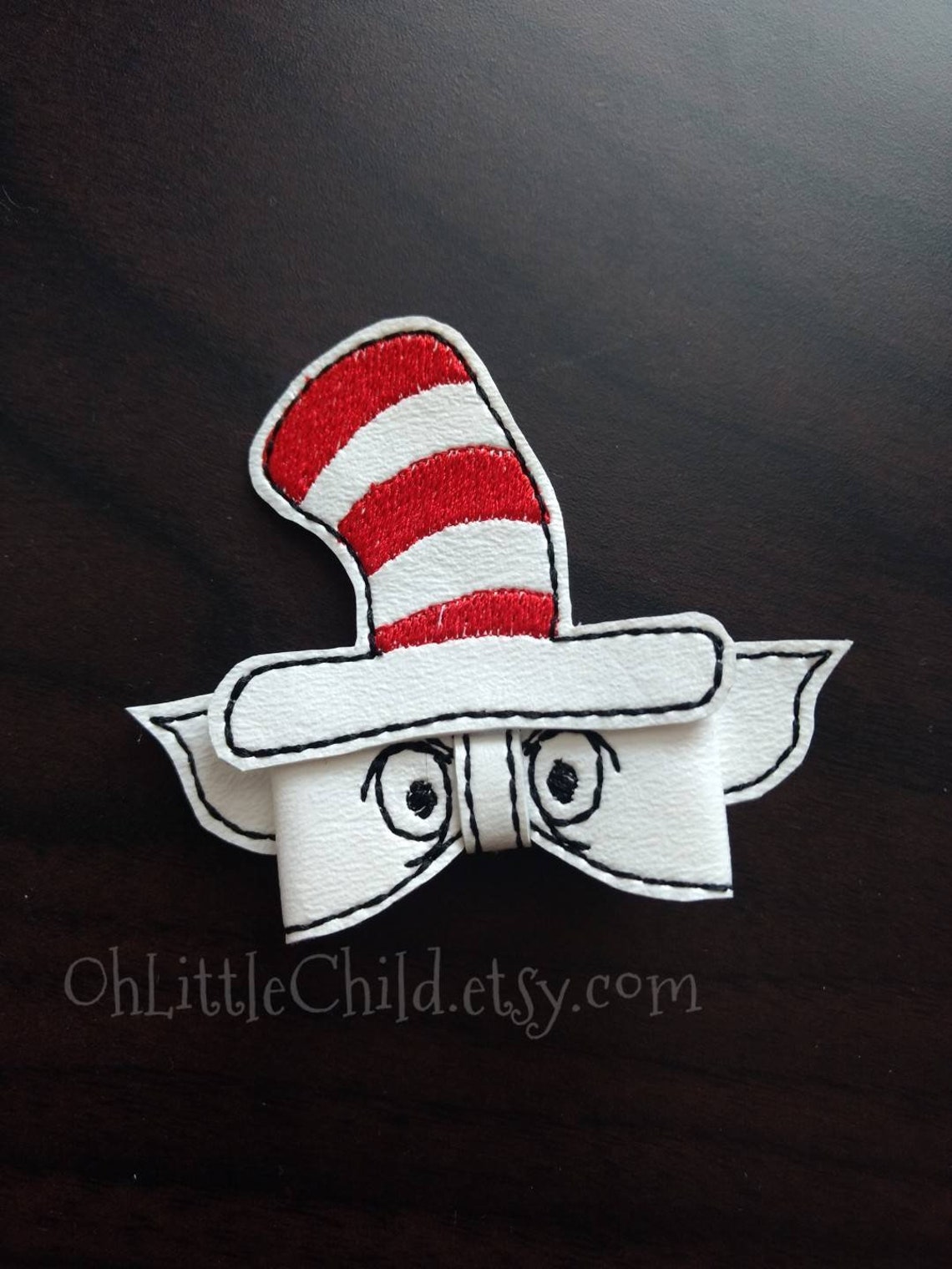 Dr. Seuss Inspired Cat in the Hat Book 3d Embroidered Hair Bow | Etsy