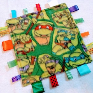 TMNT Ninja Turtles Sensory Blanket Baby Shower Gift Ribbon Tag Blanket ...