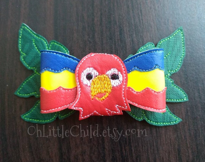 Parrot Macaw Bird Jungle Zoo Animal Hair Clip Clippie 3d Embroidered ...
