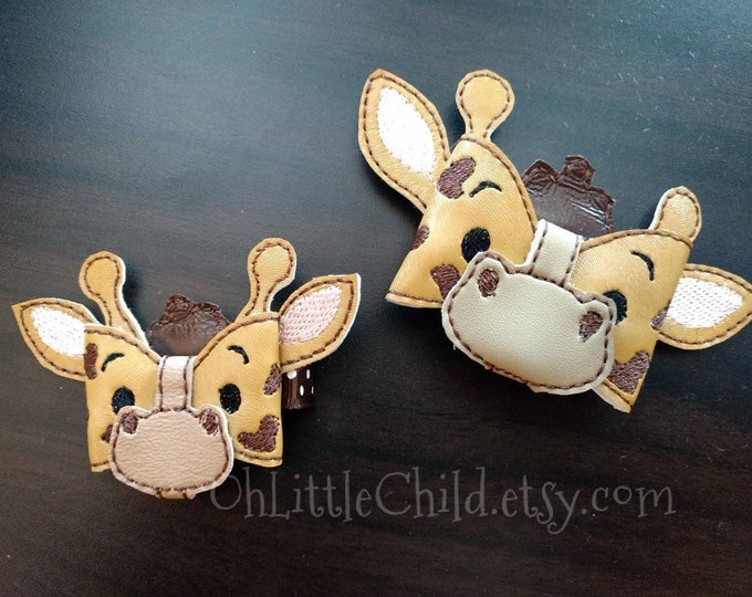 Giraffe Zoo Jungle Safari Animal Hair Clip Embroidered Hair - Etsy