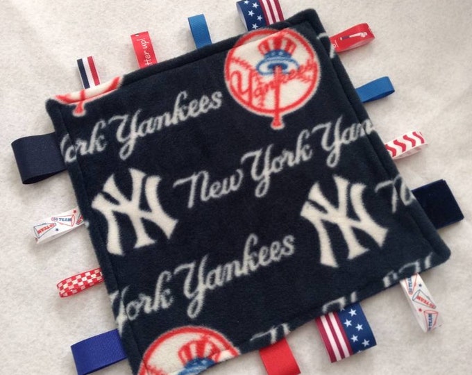New York Yankees Ribbon Tag Blanket Sensory Lovey Chewy - Etsy