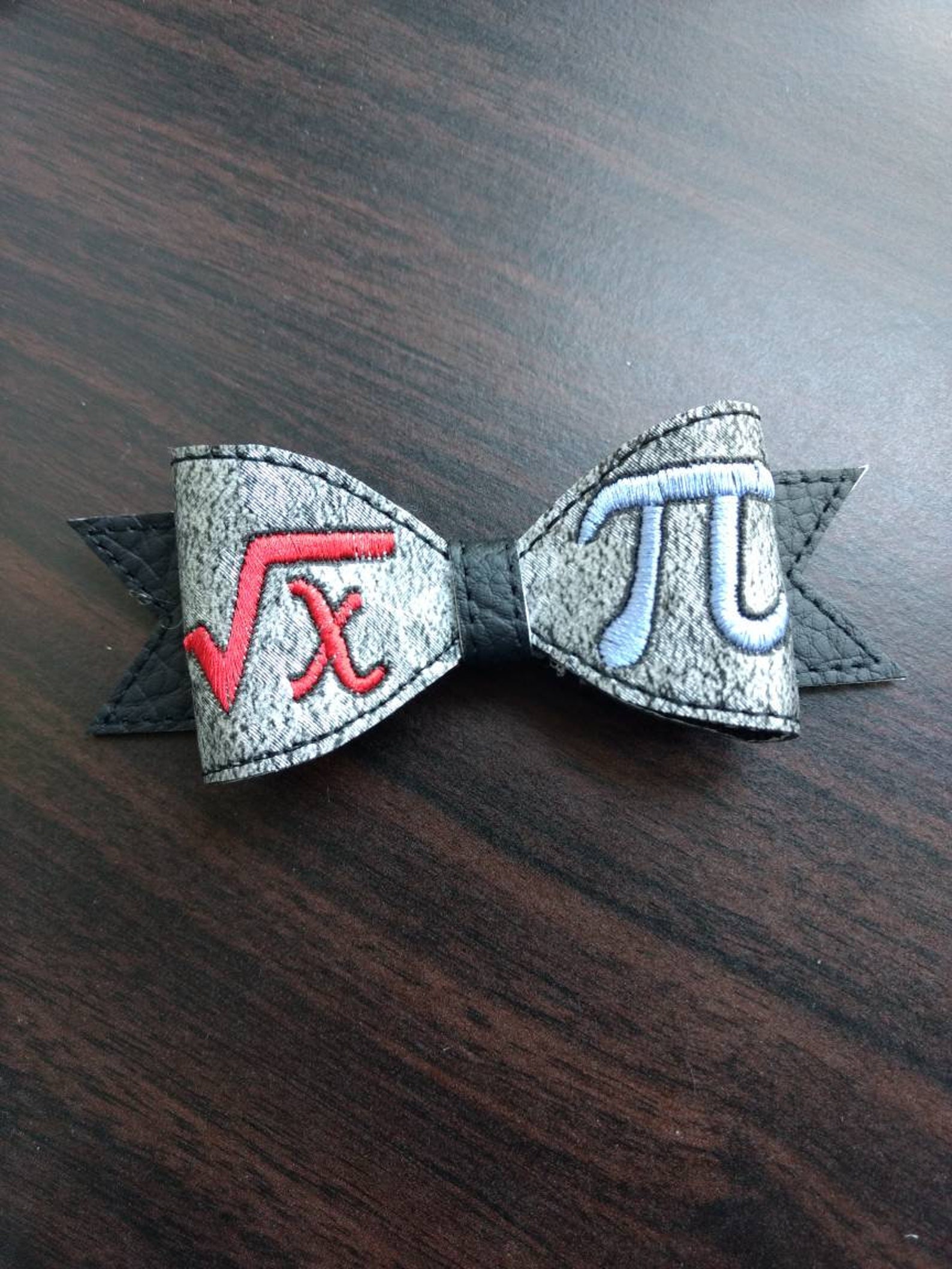 Math hair bow pi square root hair clip embroidered back to | Etsy