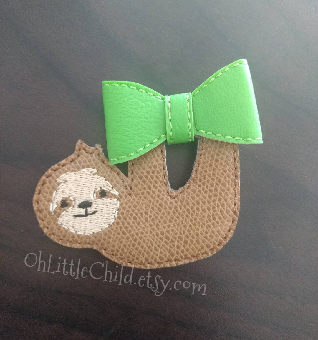 Sloth Jungle Zoo Slow Animal Hair Clip Clippie 3d Embroidered Hair Bow ...