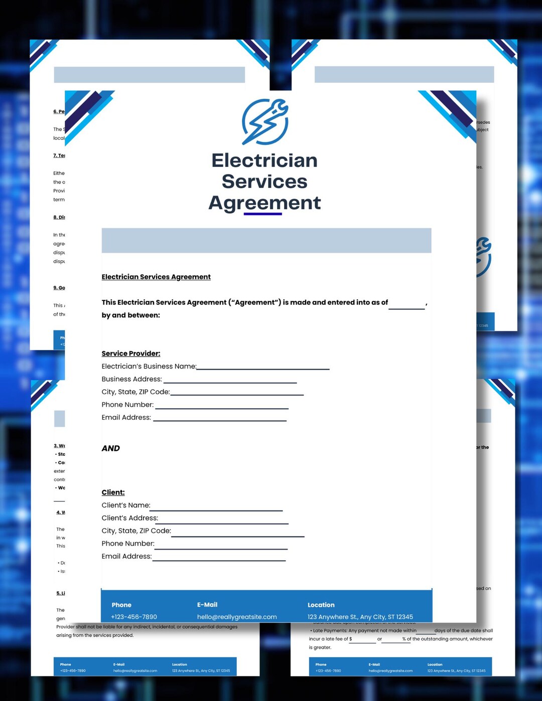 Electrical Contract, Estimate Template, Electrician Services Agreement ...