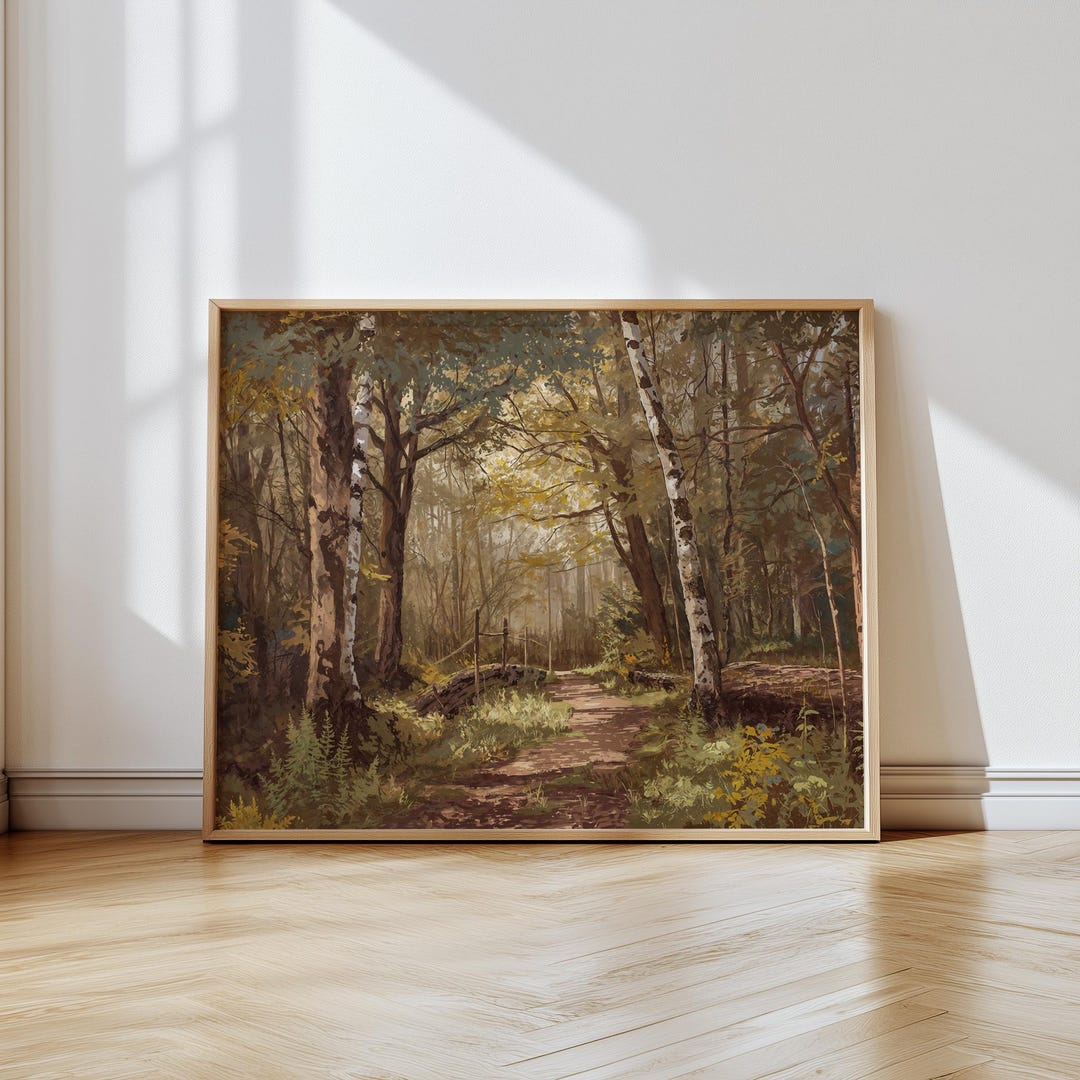 Vintage Woodland Path Print: Tall Trees Landscape (digital Download) - Etsy