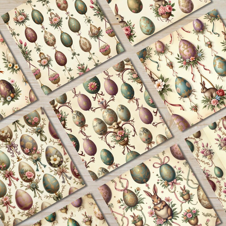 Easter Egg Seamless Patterns Bundle | 20 Vintage Easter Digital Papers ...