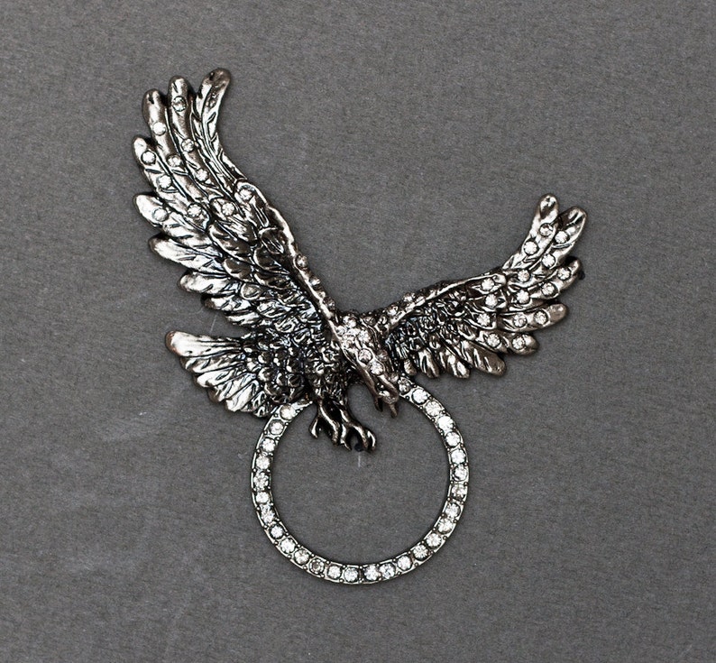 Flying Eagle Rhinestone Holder Pin With Antique Finish - Etsy