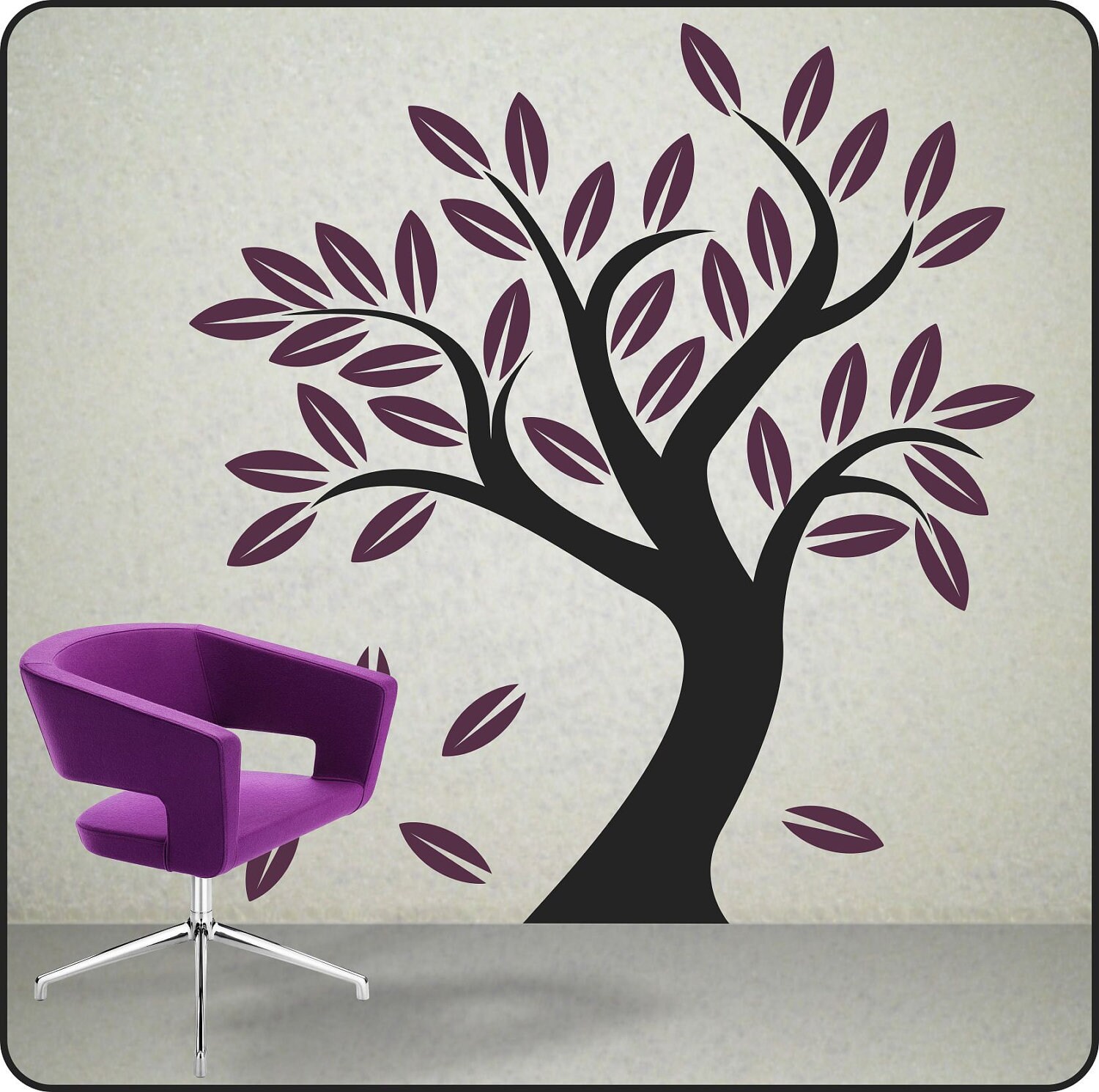 Autumn Blowing Tree Wall Decal Fun Fall Vinyl Tree Wall | Etsy