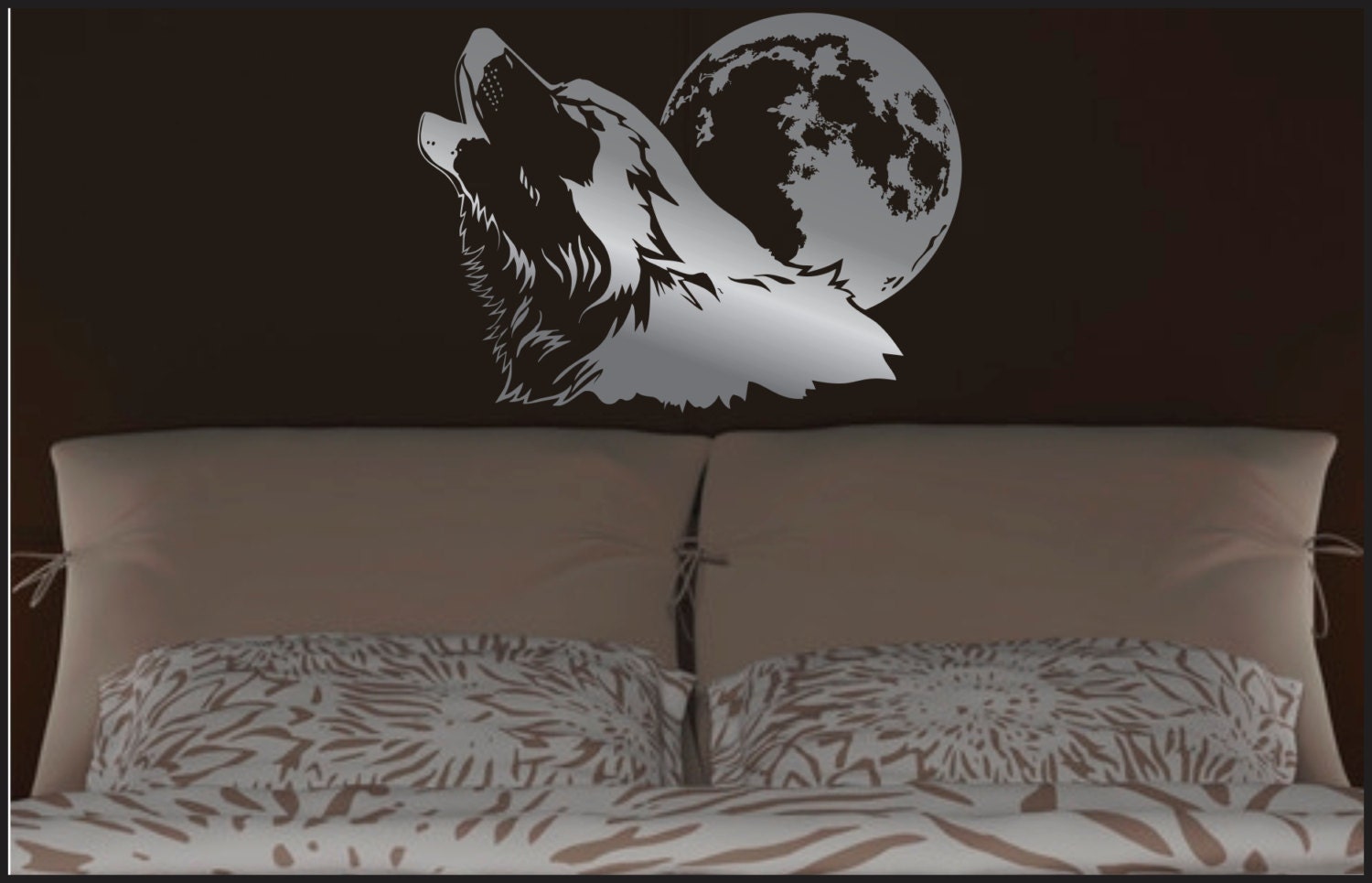 Howling Wolf Wall Decal With Full Moon Vinyl Wall Art - Etsy
