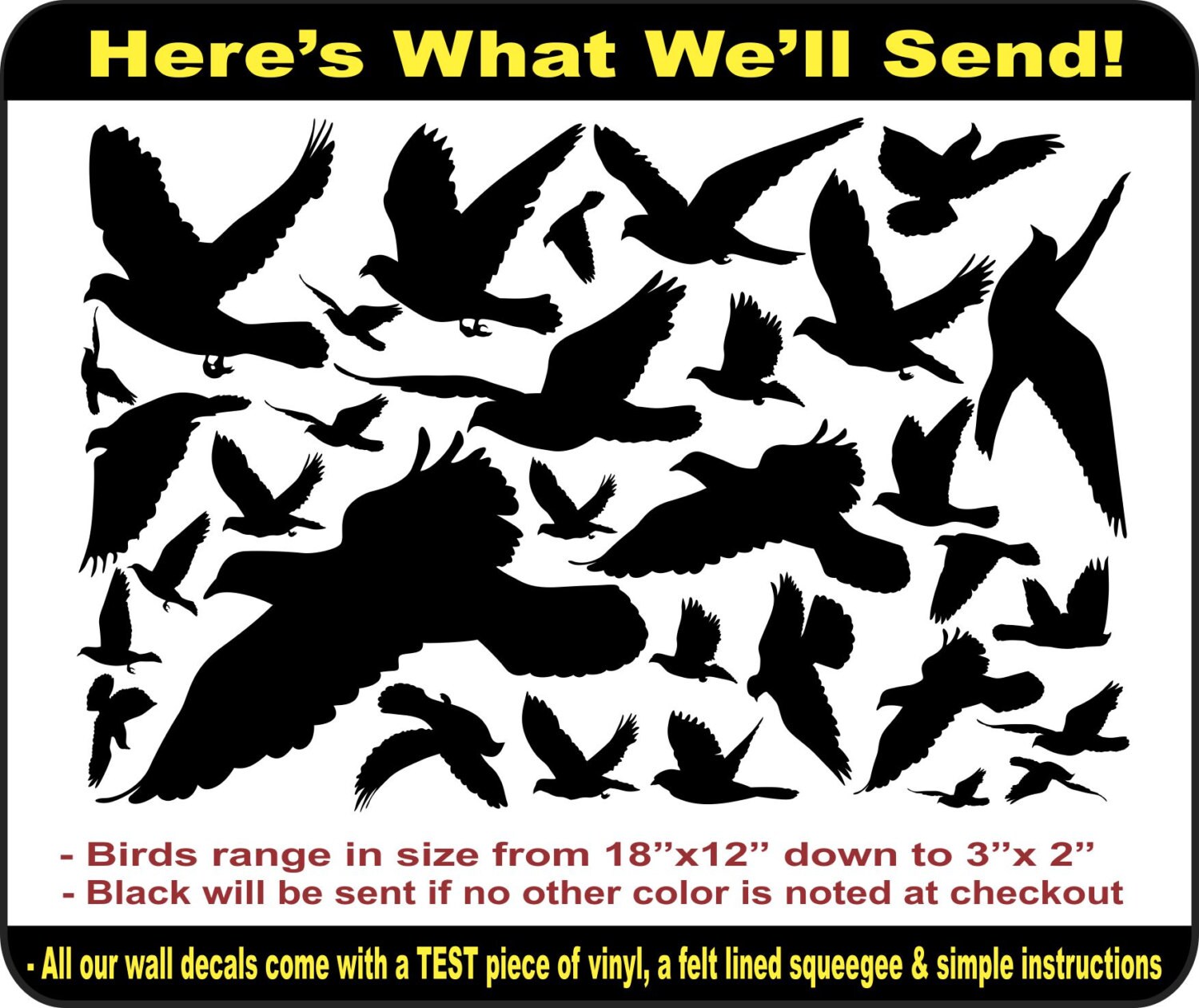 Flying Birds Wall Decal Vinyl Wall Art Choose Your Color - Etsy