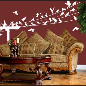 BIRDS ON A WIRE Wall Decal, Powerline Wall Decal, Power Line, Flying ...
