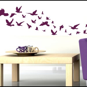 Flying Birds Wall Decal, White Birds Wall Decal, Flock of Birds Wall ...