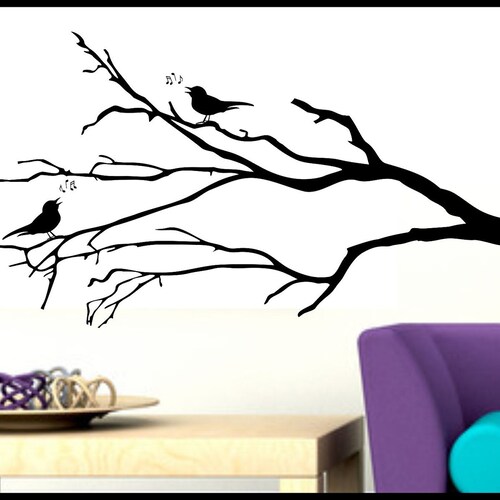 Bare Winter Tree Wall Decal With Song Birds 7ft Tall Large - Etsy