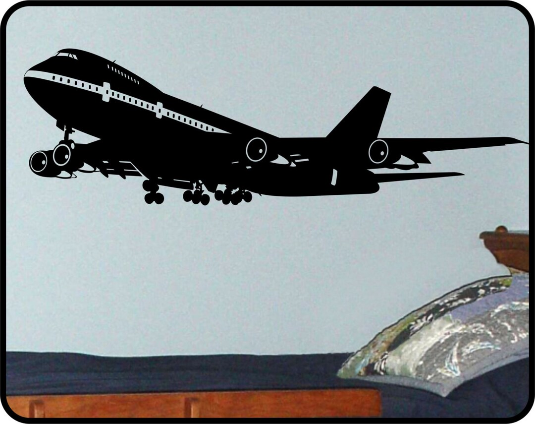 Airplane Wall Decal Vinyl Sticker - Boeing 747 Airliner Jet - 6ft Long ...