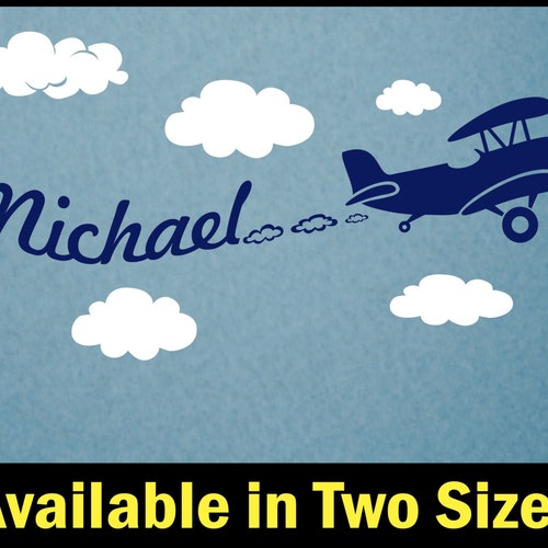 Airplane Name Wall Decal Boy Name Wall Decal Airplane Wall | Etsy