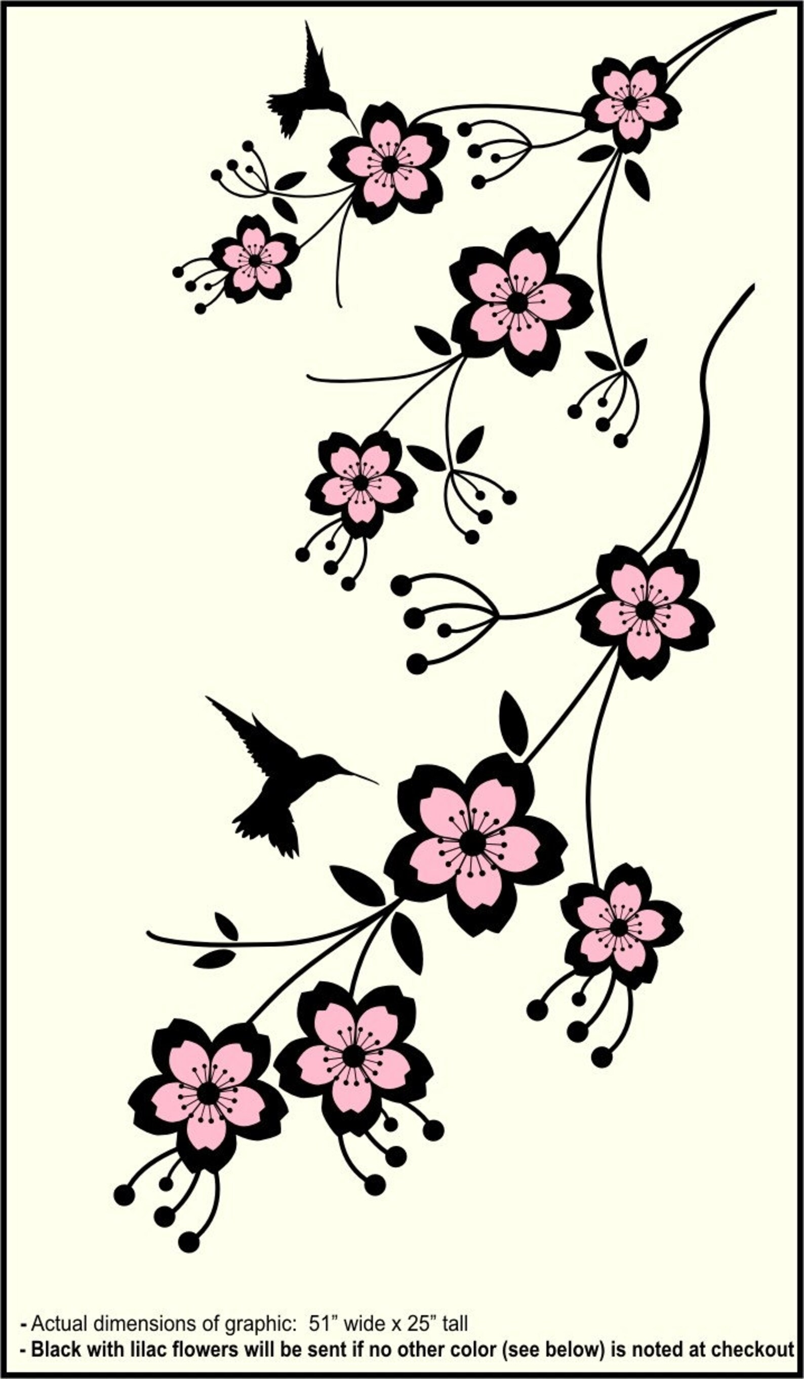 Cherry Blossom Wall Decal Removable Vinyl Cherry Vine Wall Etsy