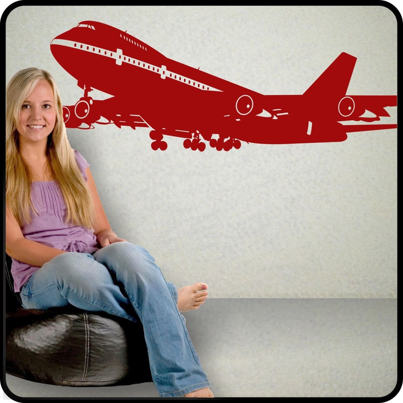 Airplane Wall Decal Vinyl Sticker Boeing 747 Airliner Jet - Etsy