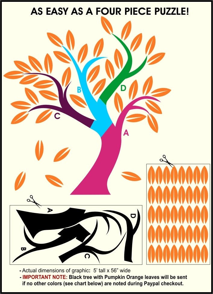 Autumn Blowing Tree Wall Decal Fun Fall Vinyl Tree Wall | Etsy