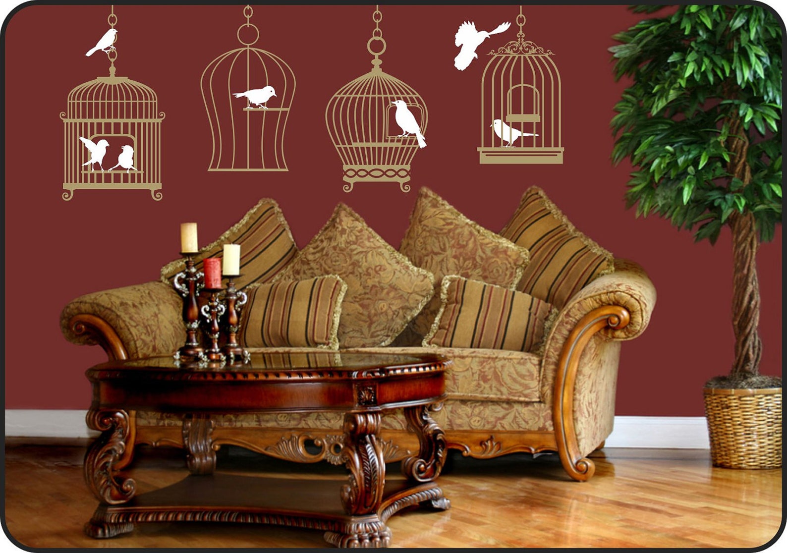 Bird Cage Wall Sticker Hanging Bird Cage Bird Wall Decal - Etsy