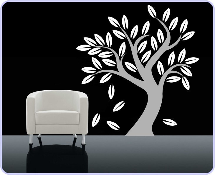 Autumn Blowing Tree Wall Decal Fun Fall Vinyl Tree Wall | Etsy