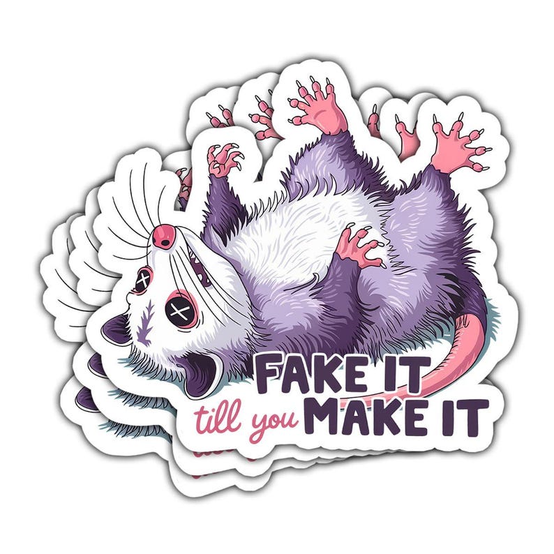 3 Pcs Fake It Till You Make It Sticker, Funny Possum Bumper Sticker ...