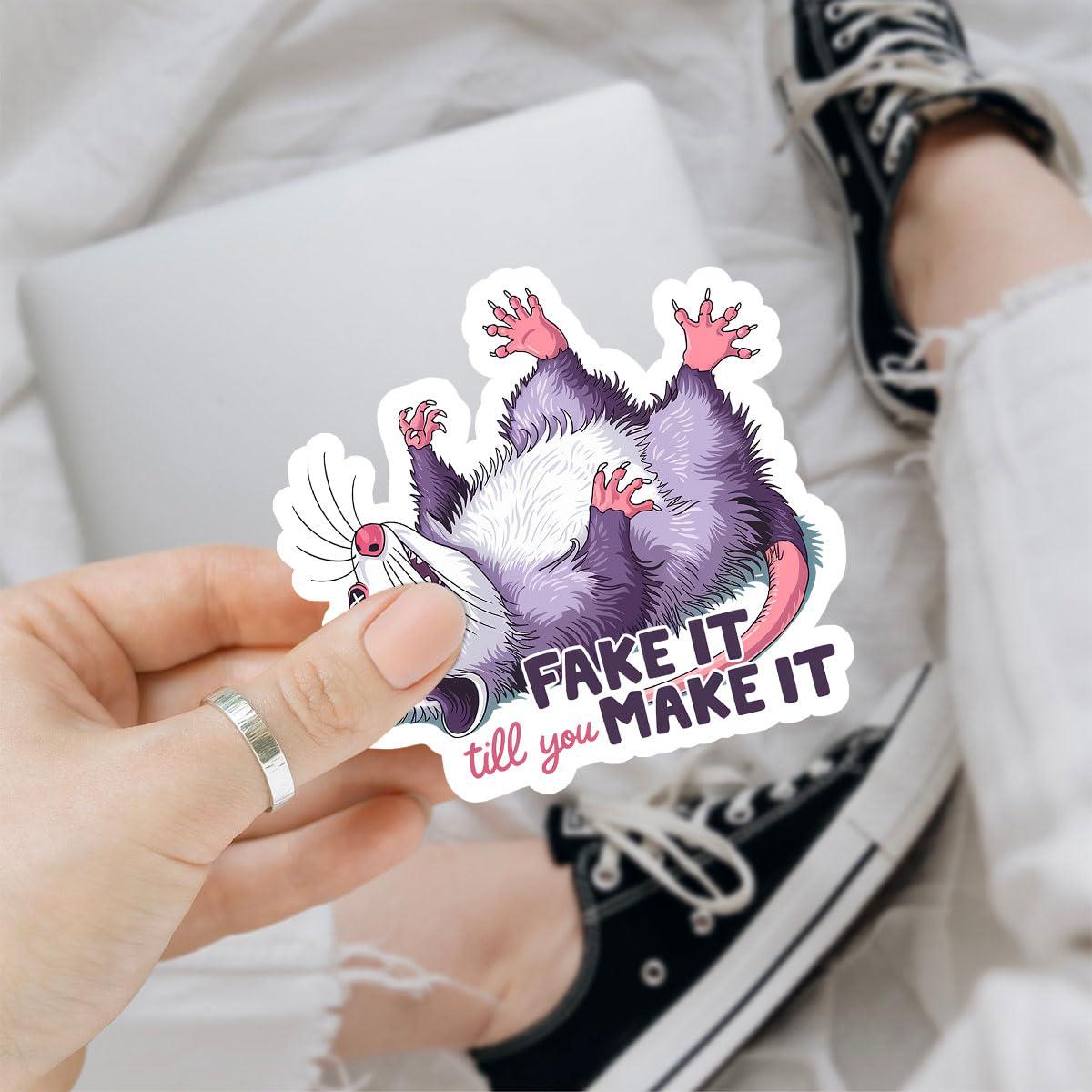 3 Pcs Fake It Till You Make It Sticker, Funny Possum Bumper Sticker ...