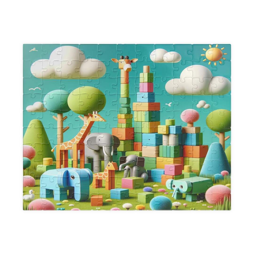 Cute Animal Puzzle Gift for Kids - Colorful Jigsaw with Giraffes and ...