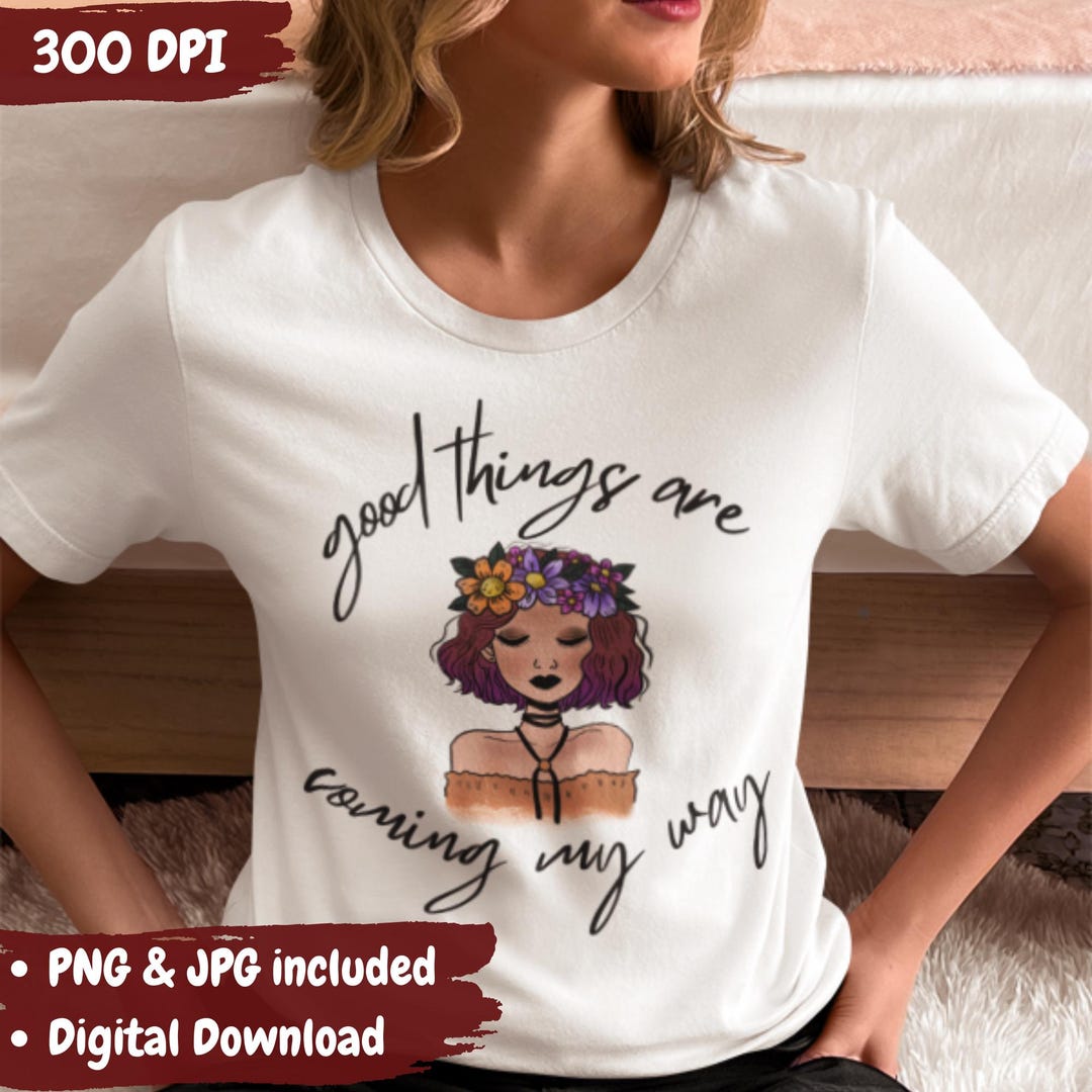 Good Things Are Coming My Way Clipart PNG JPG | Meditating Girl With ...
