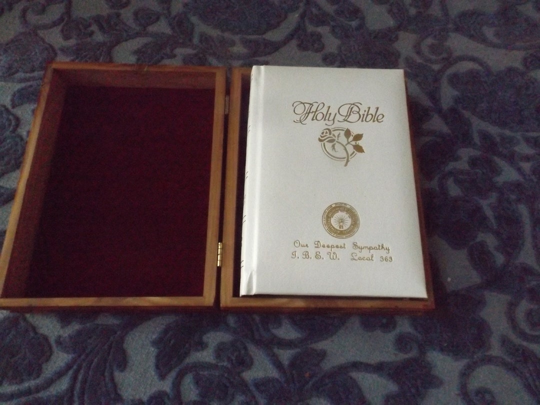 The Holy Bible in Cherry Wood Box New American Bible. Here Are the Old ...